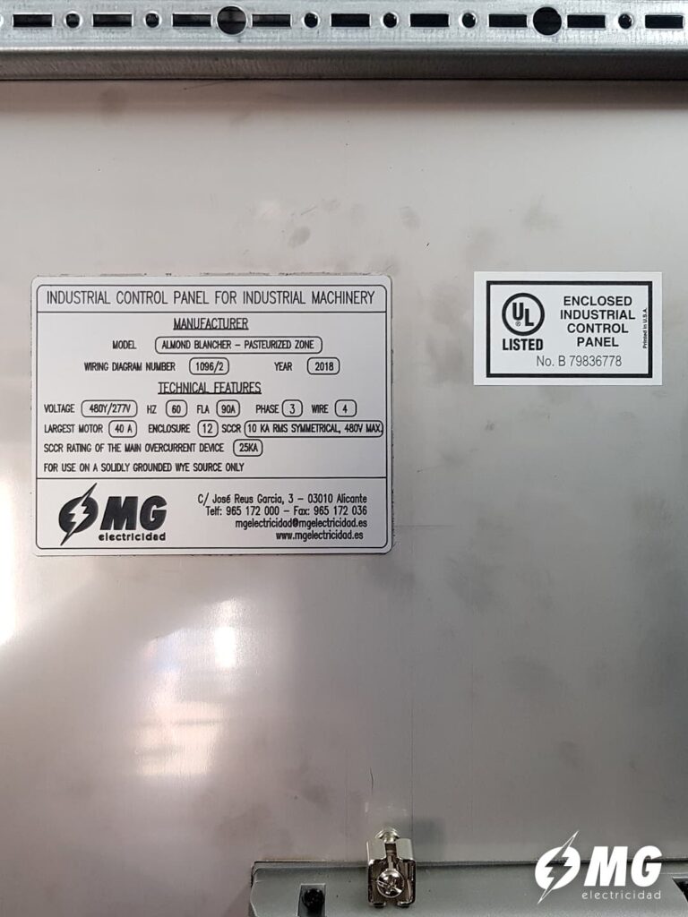 Industrial control panel UL certification · MG Electricidad